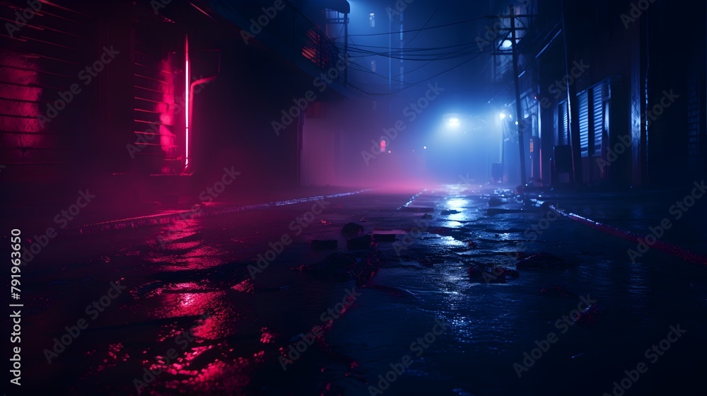 Behold the desolate beauty of a dark night empty scene, with the wet ...
