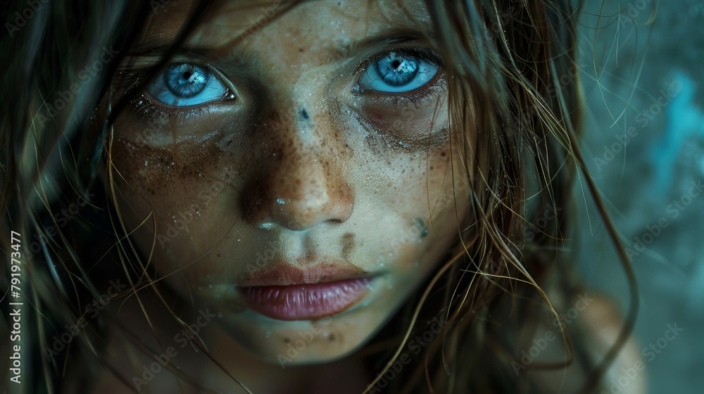 Heartbreaking Portrait of a Neglected Girl Facing Poverty Generative AI ...