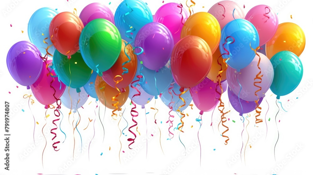 Colorful helium balloons in 2d PNG format make a delightful addition to ...