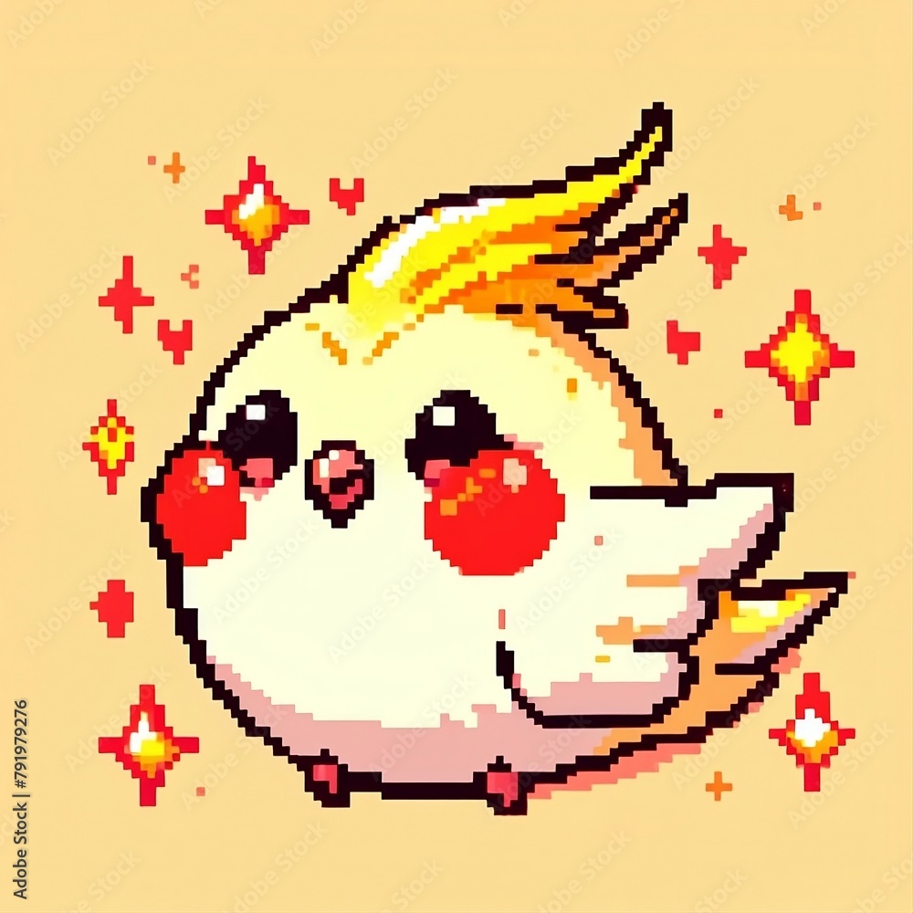 Cute pixel art cockatiel Stock Illustration | Adobe Stock