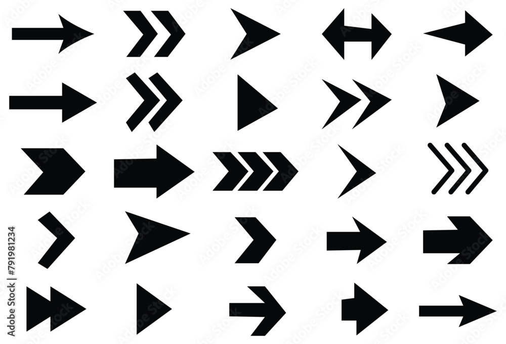 Vetor de Arrows big black set icons. Arrow icon. Arrow vector ...