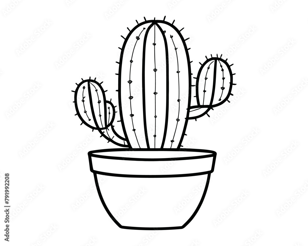 Vector drawing cactus, Desert theme vector artwork. saguaro cactus ...