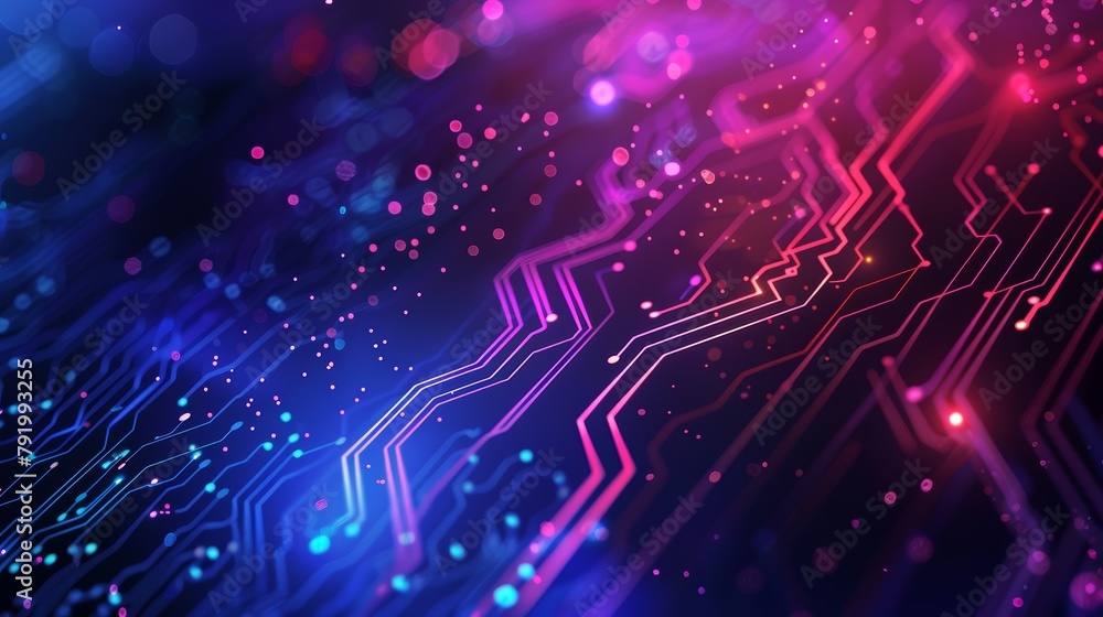Vibrant blue and pink digital network lines on a technology concept ...