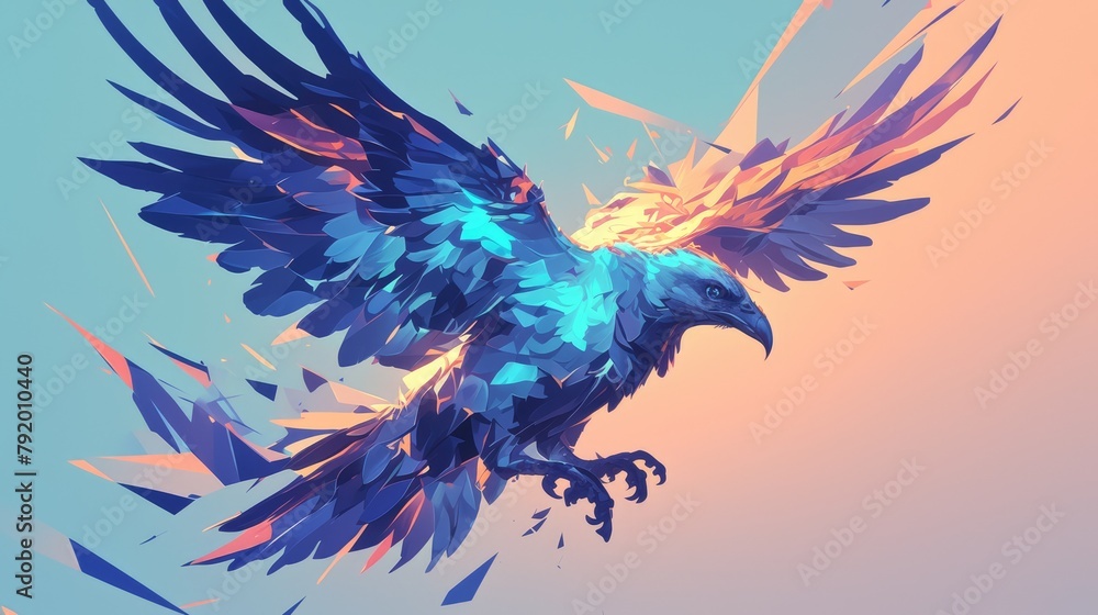 Brighten up your designs with a stunning bird 2d glyph in vibrant ...