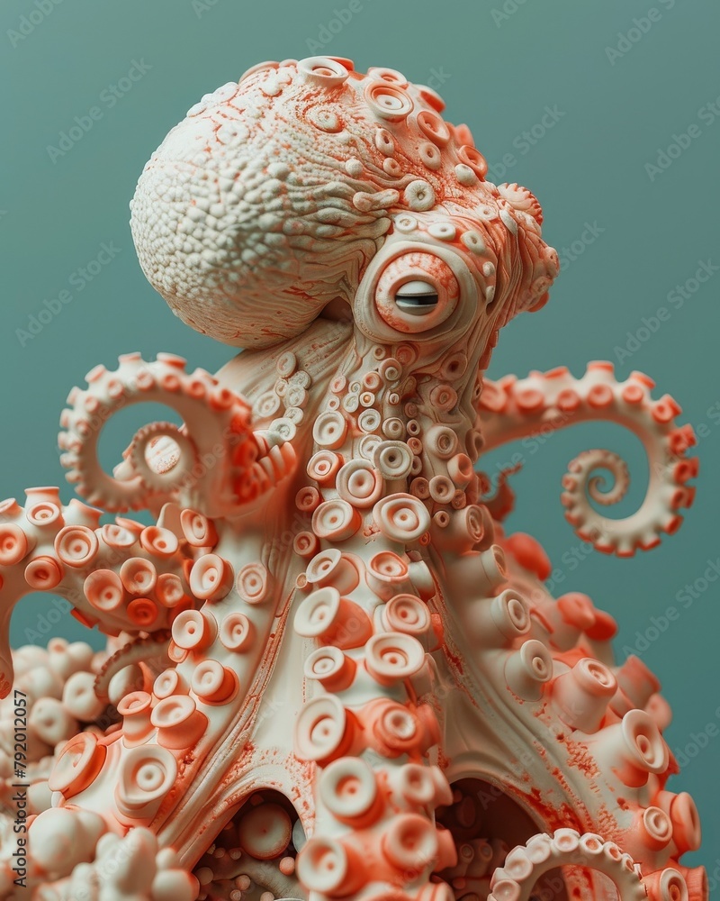Craft a clay sculpture of a mischievous octopuss rear view camouflaging ... Craft a clay sculpture of a mischievous octopuss rear view camouflaging ...