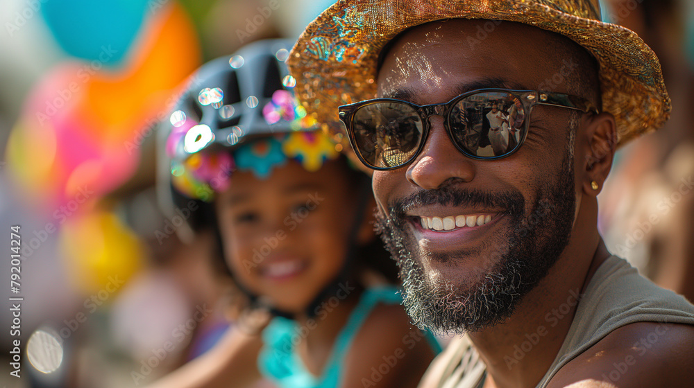 15. Bike Parade: A festive scene where a father and child participate ...