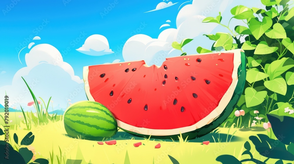 Cartoon 2d Illustration depicting a scrumptious Watermelon fruit your ...