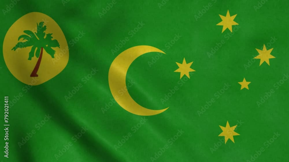 Coco Keeling Islands flag video waving in wind. Realistic flag ...