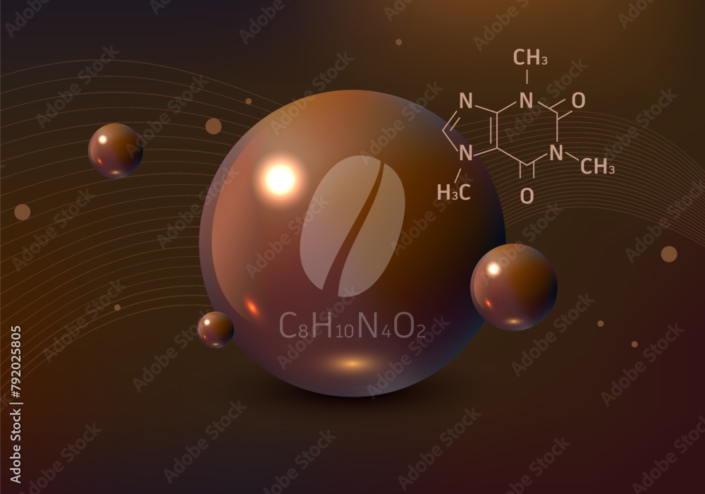 Chemical formula of caffeine. caffeine, coffein. Molecule Of Caffeine ...