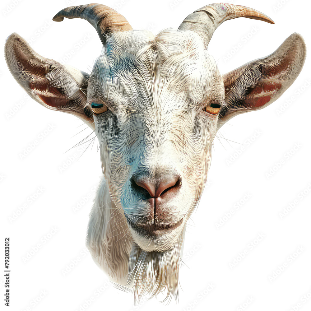 Goat with human face portrait with isolated on transparent, alpha ...
