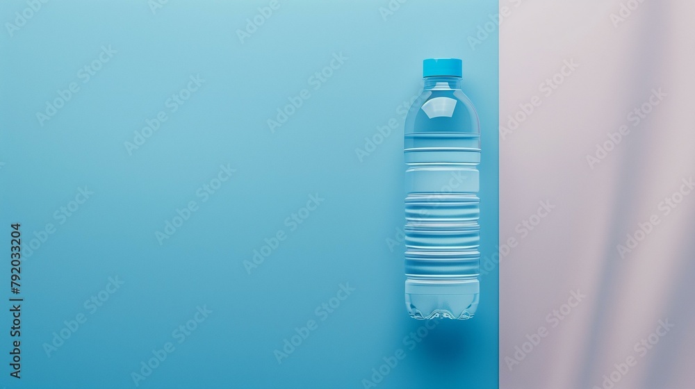 Water bottle mockup background, plastic bottle on blue and pink ...