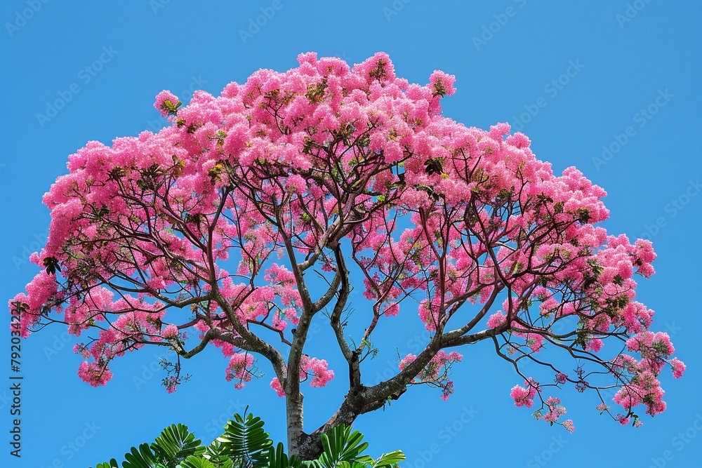 Witness the enchanting beauty of a majestic pink Ipê tree in full bloom ...