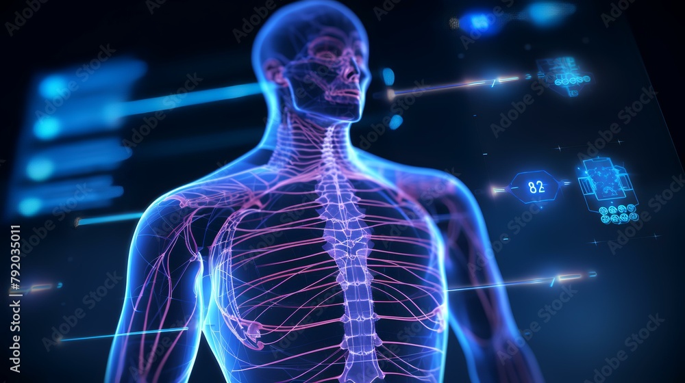 human body anatomy x-ray scan made in 3d graphics software Stock ...