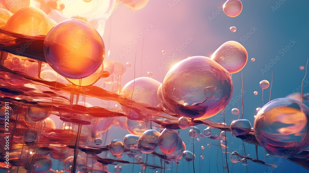Lose yourself in the dreamlike scene of oil bubbles floating serenely ...