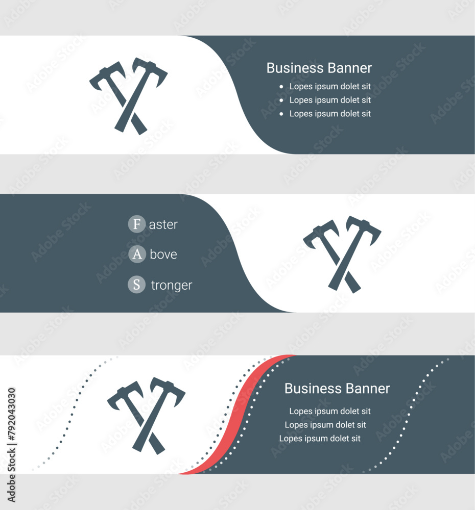 Set of blue grey banner, horizontal business banner templates. Banners ...
