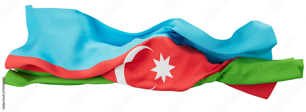 Flowing Azerbaijani Flag with Crescent and Star Illuminating the ...