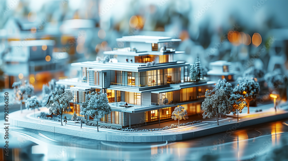 3D architecture model, home building plan blueprint. Wall Art Design ...