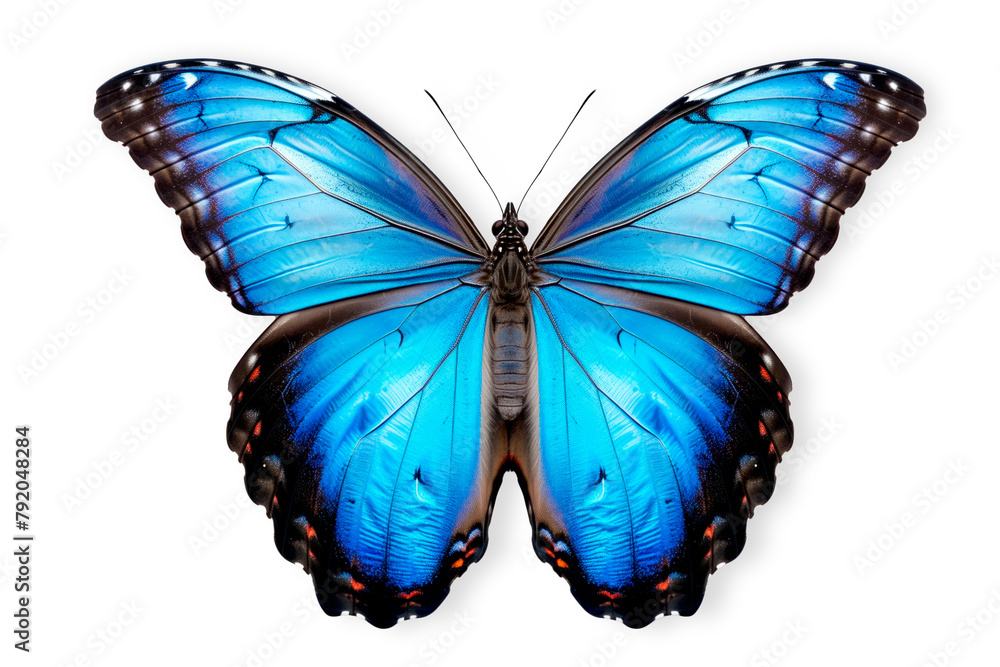 Beautiful Blue Morpho butterfly isolated on a white background with ...