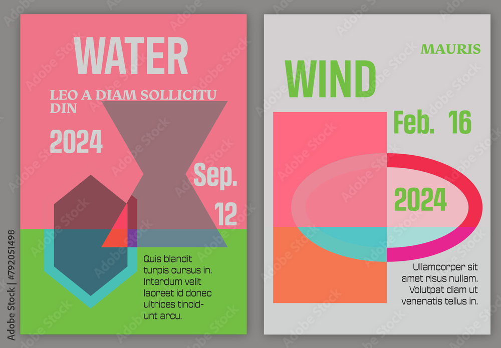 Flyer A4 Template with Simple Overlapping Geometrical Shapes Flat Color ...