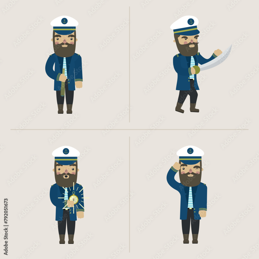Captain Characters-Illustration, Animation Stock Vector | Adobe Stock