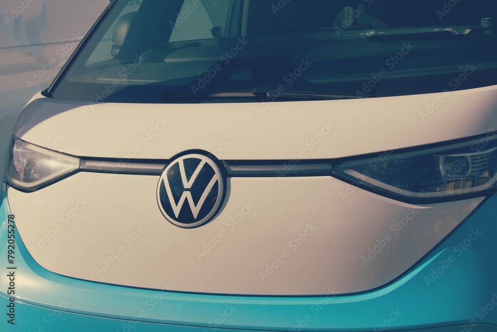 April 20th 2024 Florence, Italy. VW ID Buzz, front view of the electric ...