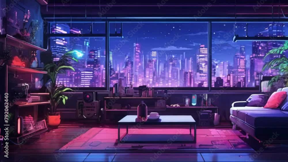 Melody of Rain. City's Serenade on Rooftop. High-Quality 4K Animated ...