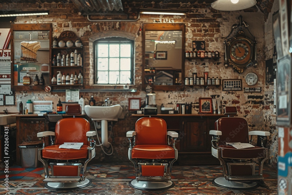 Vintage style stock photo of a traditional barbershop interior from the ...