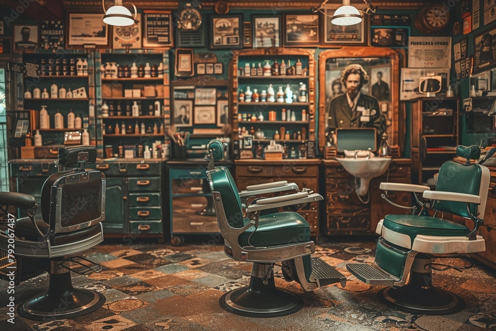 Vintage style stock photo of a traditional barbershop interior from the ...