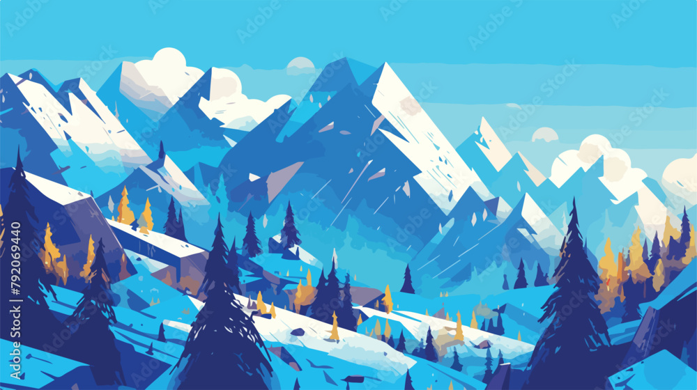 Mountains backgrounds 2d flat cartoon vactor illust Stock Vector ...