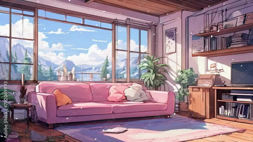 Animated virtual backgrounds, stream overlay loop, cozy lo-fi living ...