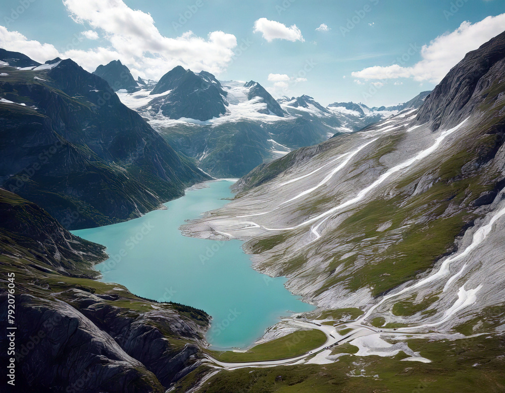 'June Swiss Aerial th CH Pass Switzerland glacier Mountain lake Totensee view Alps Grimsel ...