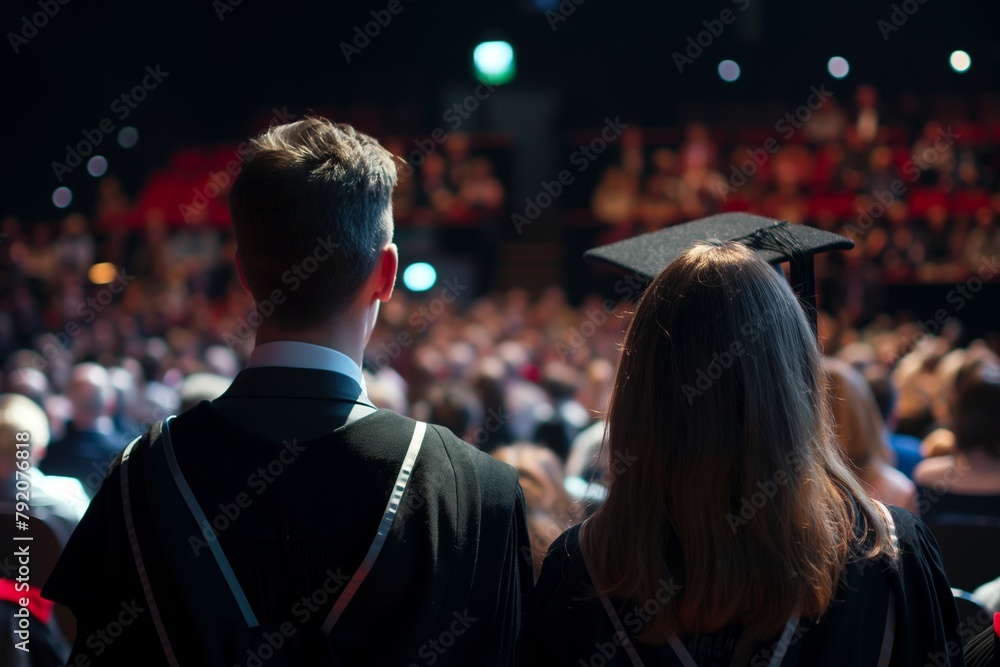 Student Audience at Graduation Ceremony back view, back view of ...
