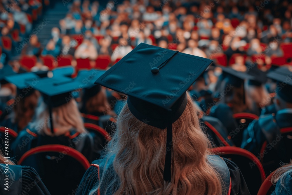 Foto de Student Audience at Graduation Ceremony back view, back view of ...