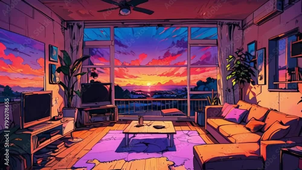 Animated virtual backgrounds, stream overlay loop, cozy lo-fi living ...