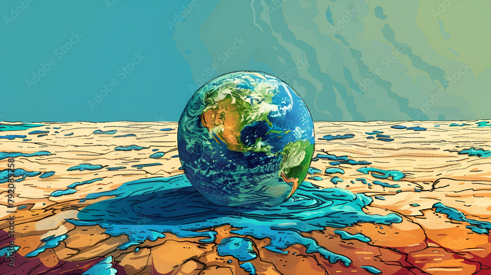 planeta tierra secandose desperdiciando agua sequí mundial falta de ...