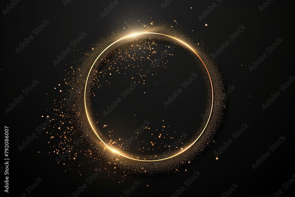 Elegant golden circle frame, space in middle for placing products or ...