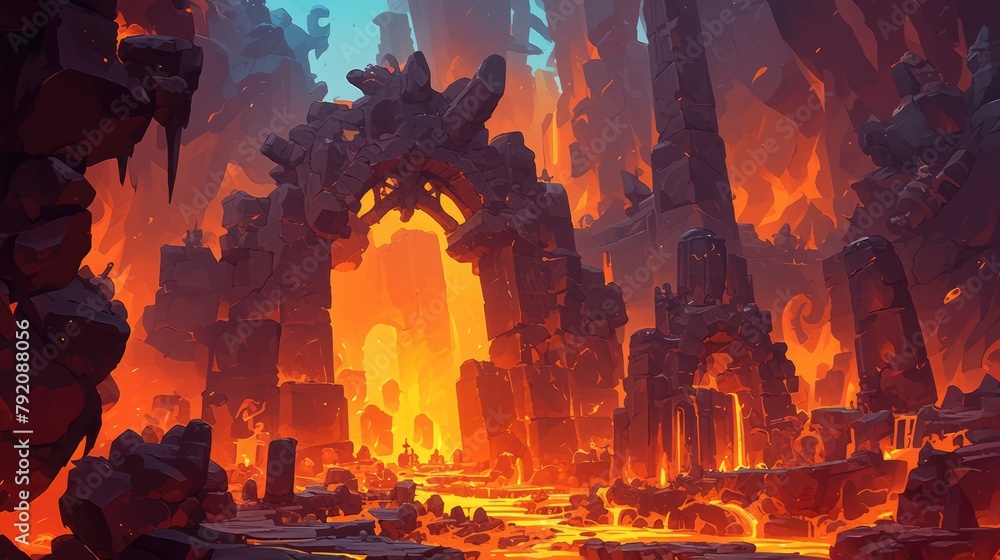 Immerse yourself in a fantastical world where fiery lava flows through ...