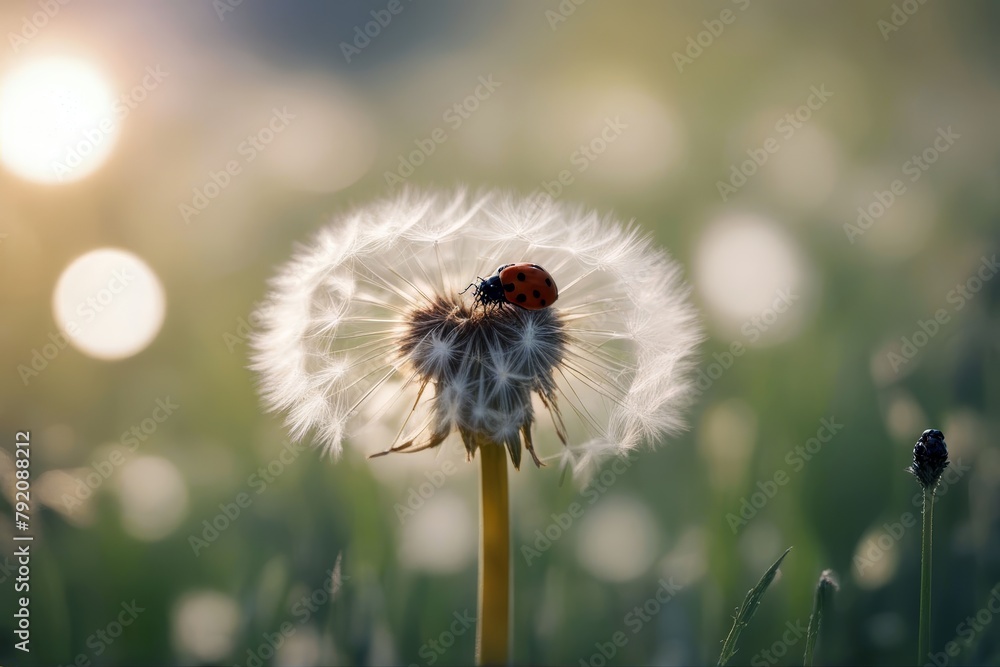 dandelion ladybird coccinellidae colours blowball flower yellow beetle ...