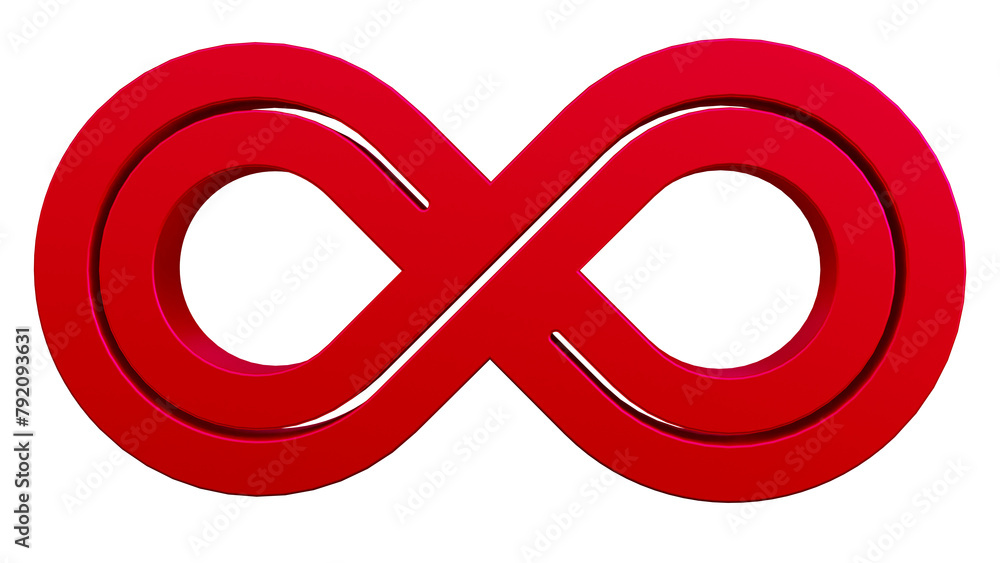 Infinity symbol 3d render isolated, red infinity icon 3d render ...
