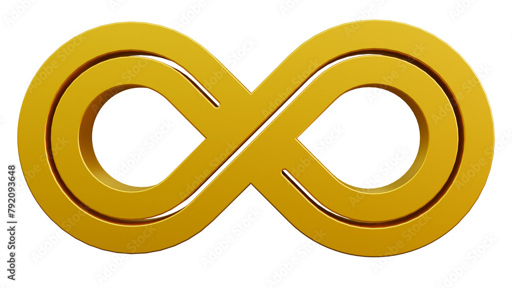 Infinity symbol 3d render isolated, gold infinity icon 3d render isolated, infinity symbol ...