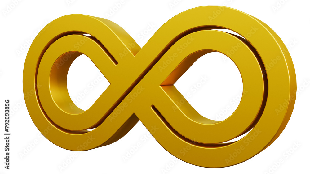 Infinity symbol 3d render isolated, gold infinity icon 3d render ...