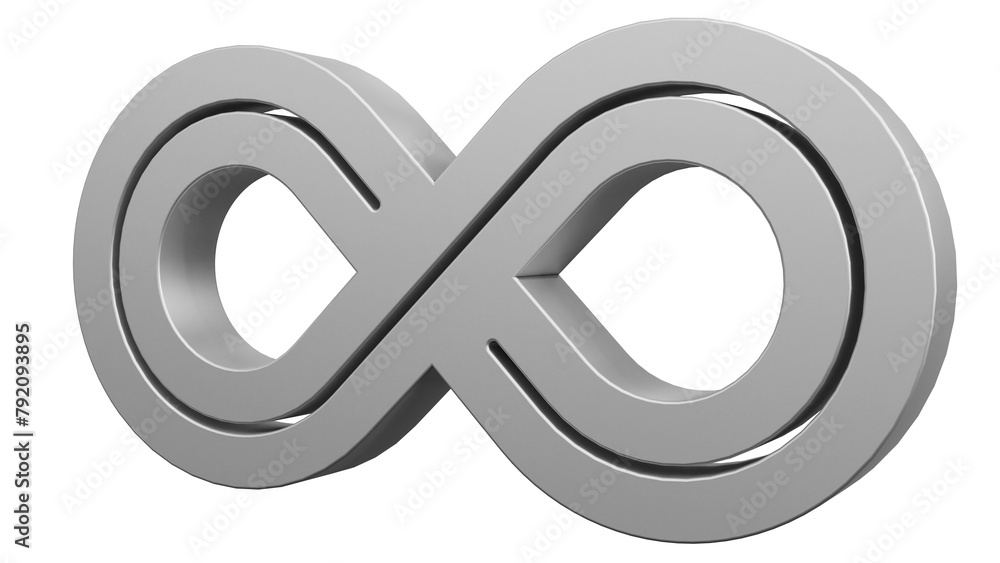 Infinity symbol 3d render isolated, silver infinity icon 3d render ...