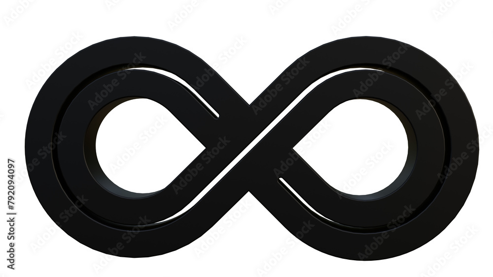 Infinity symbol 3d render isolated, black infinity icon 3d render ...