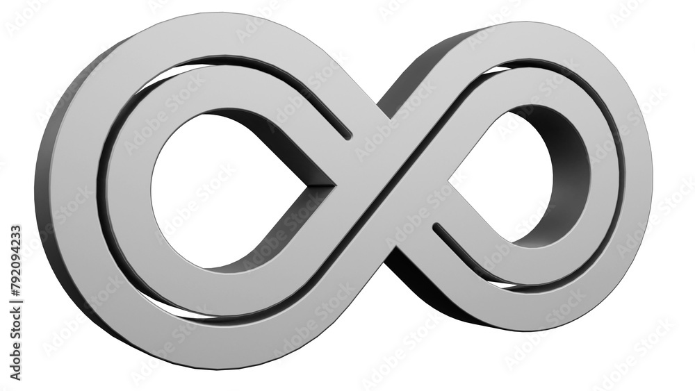 Infinity symbol 3d render isolated, silver infinity icon 3d render ...