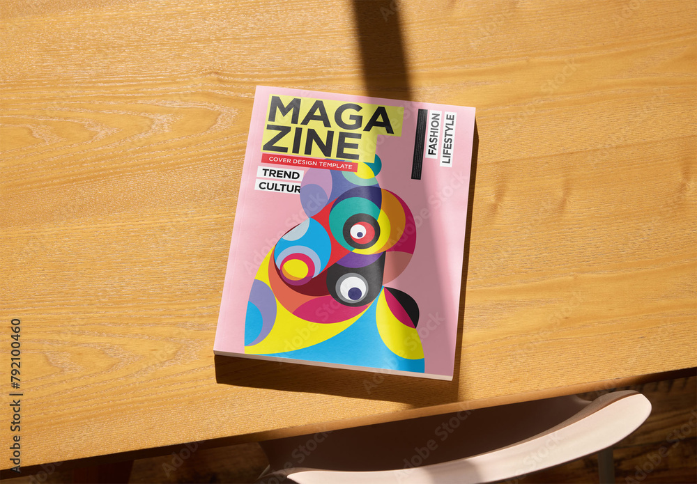 Mockup of vertical US letter size magazine with customizable front ...
