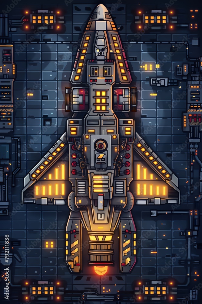 The starship hummed with a soft glow, its course charted by an ...