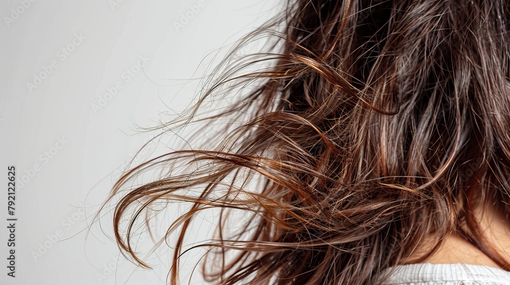 Closeup before-after unhealthy messy hair and clean brush healthy ...