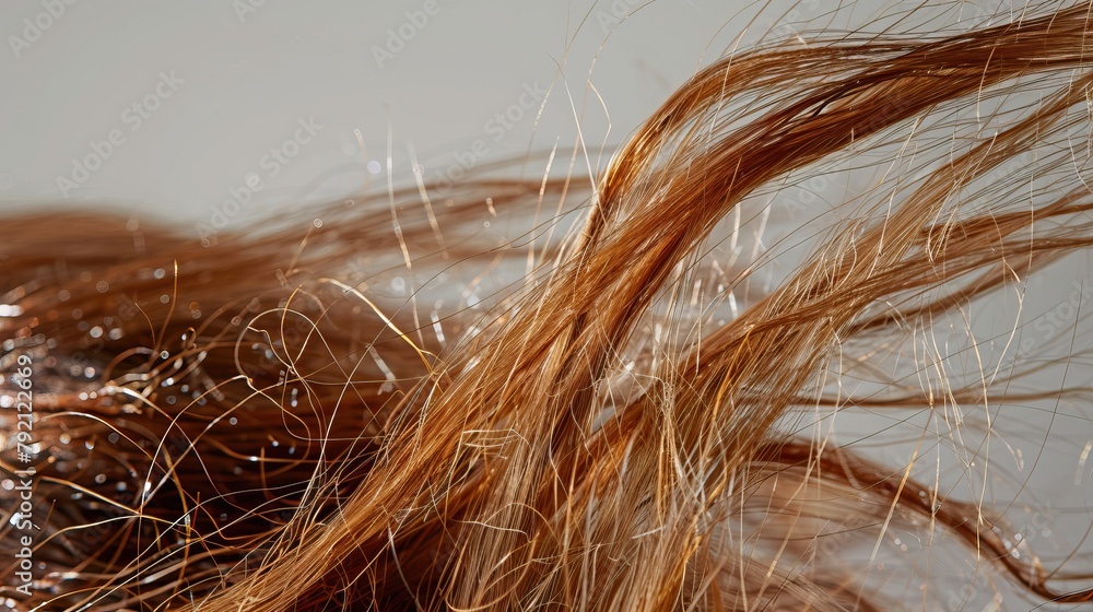 Closeup before-after unhealthy messy hair and clean brush healthy ...