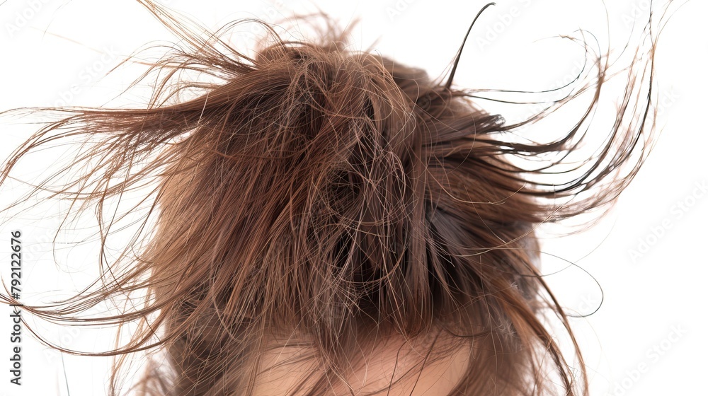 Closeup before-after unhealthy messy hair and clean brush healthy ...