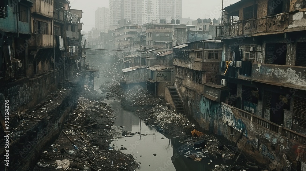 Dharavi the largest slum in Asia.Showcase the dirtiness of the place ...